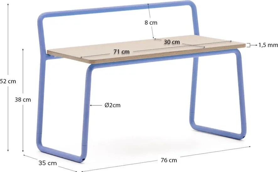 Modrá/v přírodní barvě lavice Tinn – Kave Home