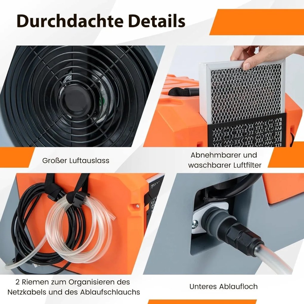 Costway Elektrický odvlhčovač s vypouštěcí hadicí 85L/T