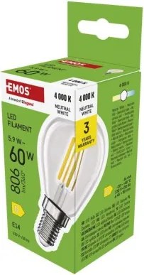 Emos lighting LED žárovka Filament Mini Globe / E14 / 5,9 W (60 W) / 806 lm / neutrální bílá 1525731450