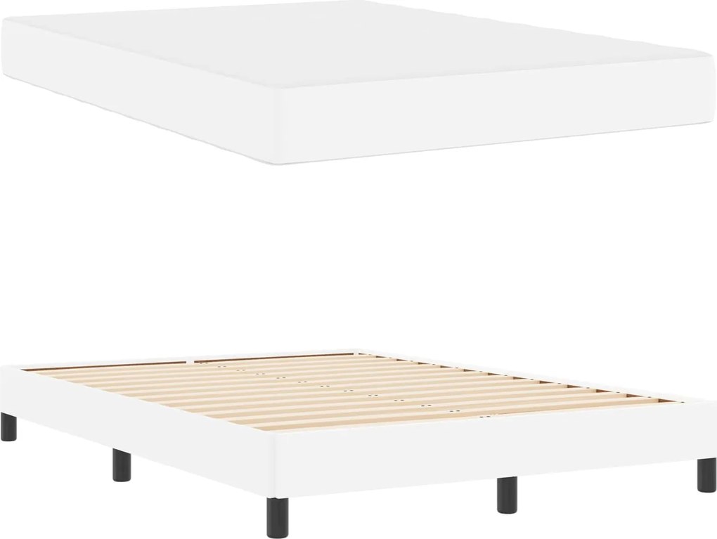 Rám postele s matrací Úplně bílá 140 x 190 cm textil 3398629