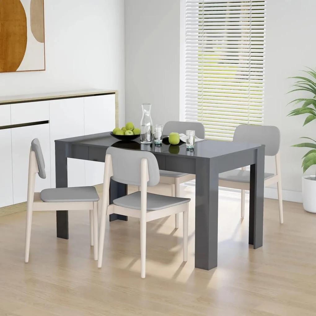 804210 vidaXL Jídelní stůl šedý vysoký lesk 140 x 74,5 x 76 cm dřevotříska