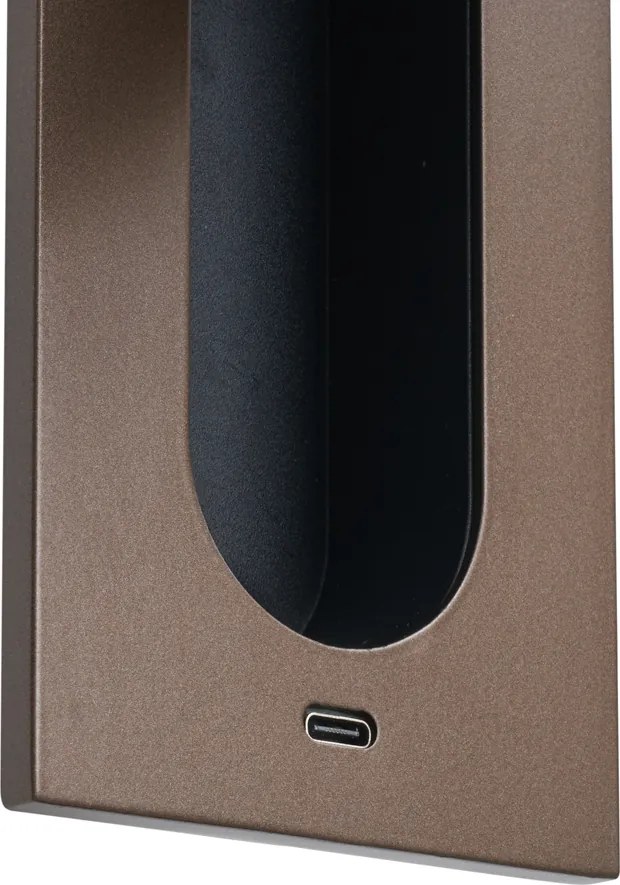Sada 2 moderních nástěnných svítidel tmavě bronzová vč. LED a portu USB-C - Hilton