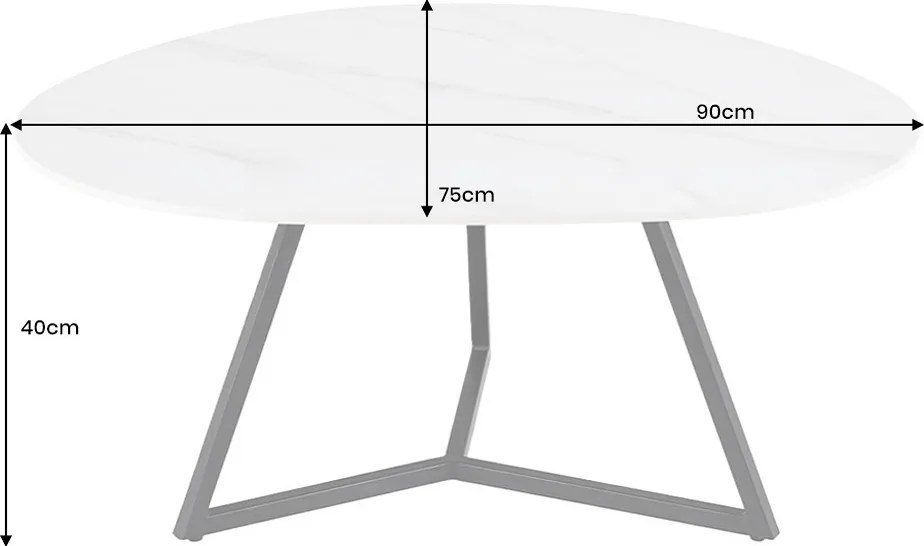 Keramický konferenční stolek Paquita 90 cm bílý