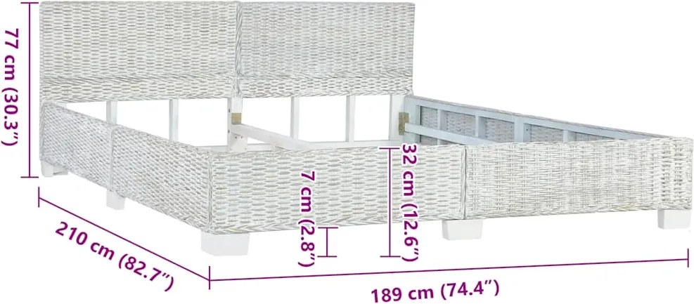 Rám postele šedý přírodní ratan 180 x 200 cm 283093