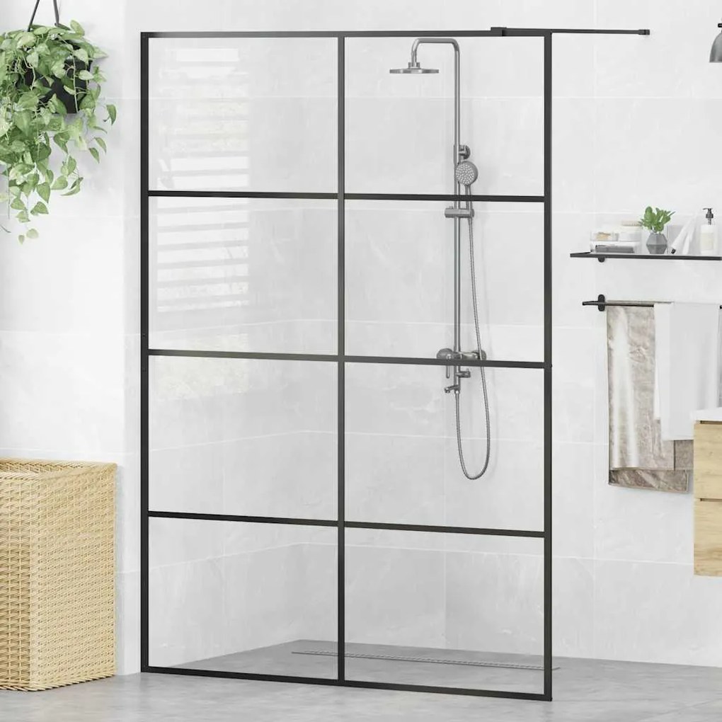 Zástěna do průchozí sprchy čiré ESG sklo 140 x 195 cm černá 151037