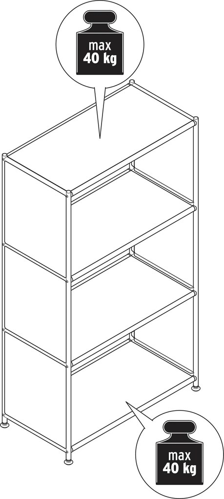 Tchibo - Kovový regál »Cn3« se 3 policemi - barva: bílá