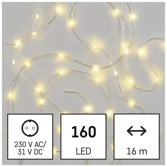 LED Venkovní  řetěz 160xLED/21m IP44 teplá bílá