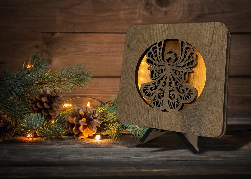 Li-Go "Anděl s krajkou" lampa 19x19cm provedení povrchu: dub světlý