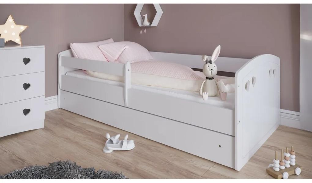 Kocot Kids Dětská postel Julia 180 x 80 cm se zásuvkou a zábranou - bílá