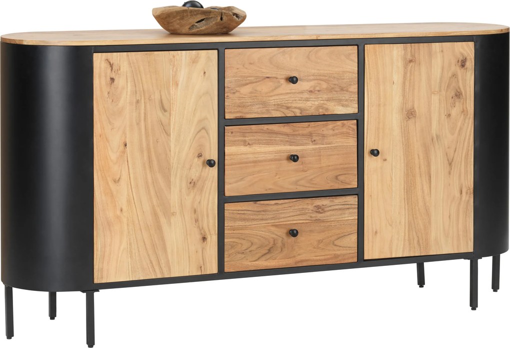XXXLutz ŠIROKÁ KOMODA, akácie, černá, barvy akácie, 170/90/40 cm Ambia Home - Komody na nožičkách - 001630013404