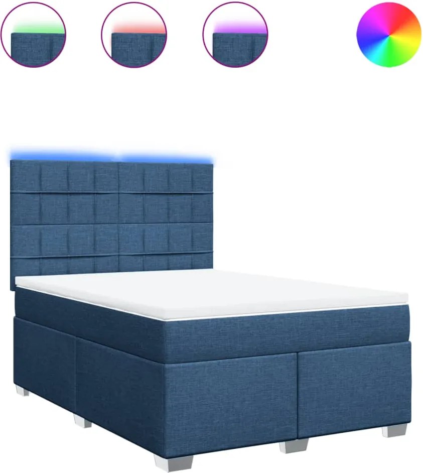 Box spring postel s matrací modrá 140x190 cm textil 3292789
