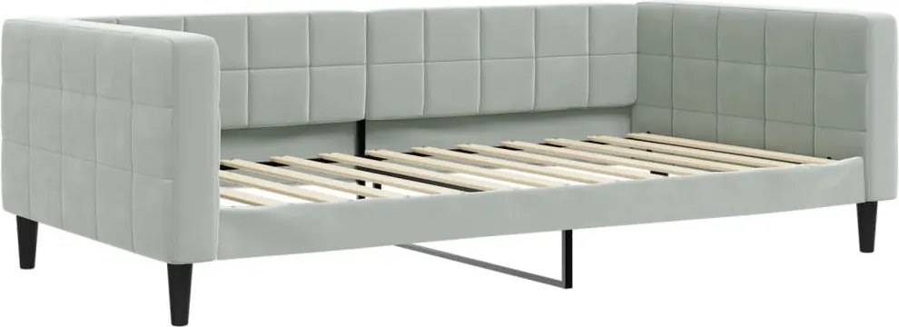 Válenda s přistýlkou a matracemi světle šedá 100x200 cm samet 3196722