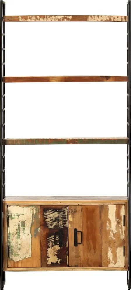 4patrová knihovna 80 x 30 x 180 cm masivní recyklované dřevo 284419