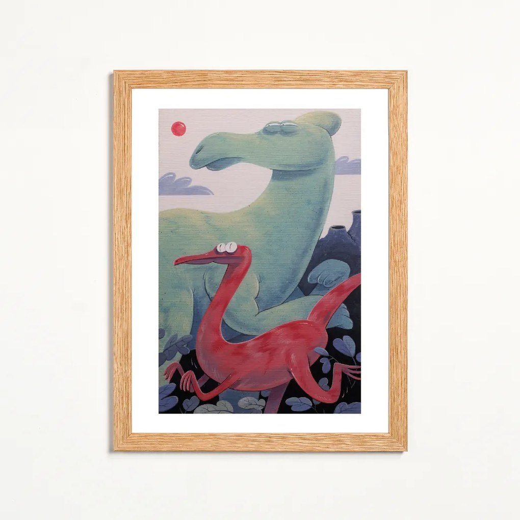 Slakinglizard | Pravěk Rám: Bílý, Velikost: 60 x 40 cm