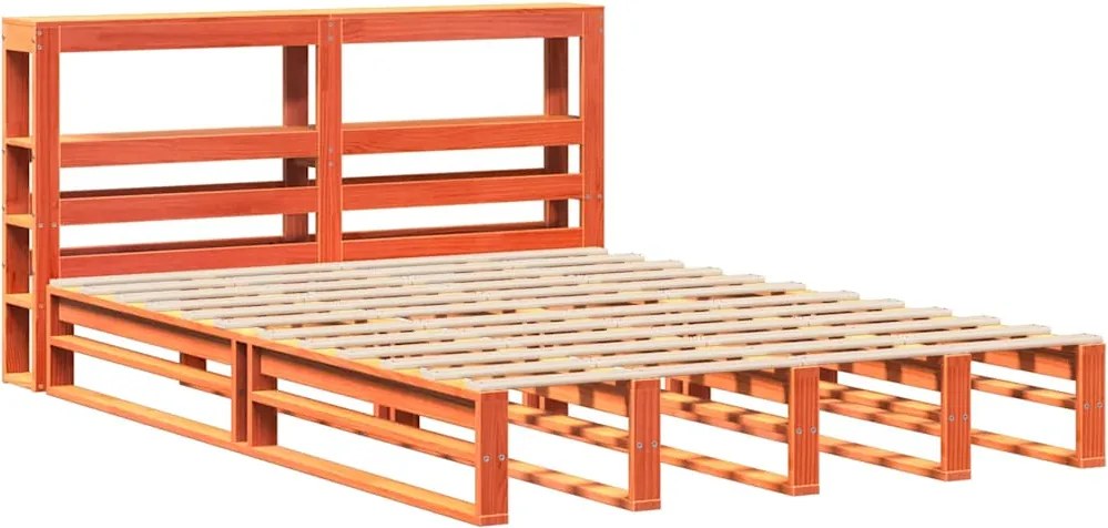 Postel bez matrace voskově hnědá 150 x 200 cm masivní borovice 3306500