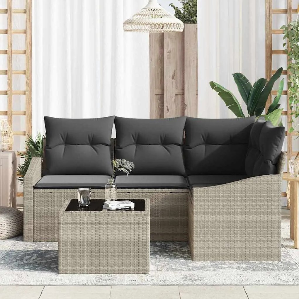 Set pohovek 5 ks Světle šedá polyratan 3346712