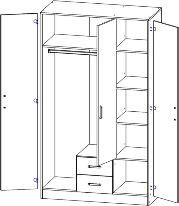 Skříň se zrcadlem 3d2s kašmír / bílá Kami