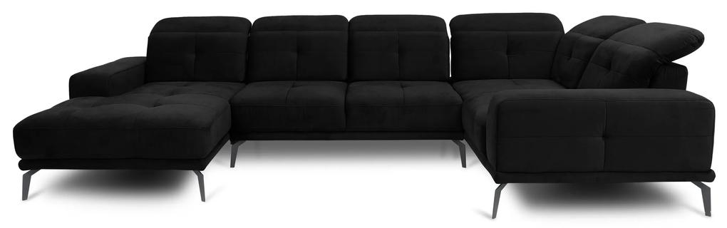 Rohová sedačka ve tvaru U Nicolette (černá) (P). 1038080