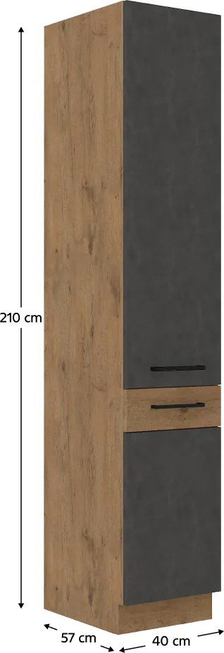 Vysoká skříňka, šedá matná / dub lancelot, VEGA 40 DK-210 2F