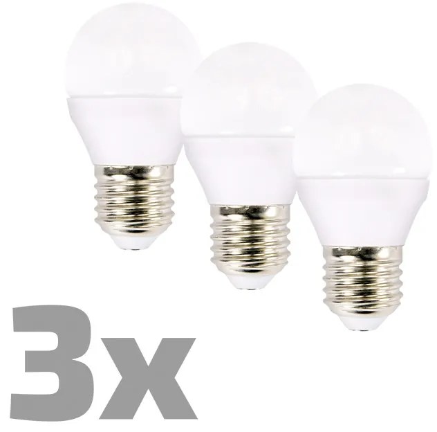 ECOLUX LED žárovka 3-pack , miniglobe, 6W, E27, 3000K, 450lm, 3ks