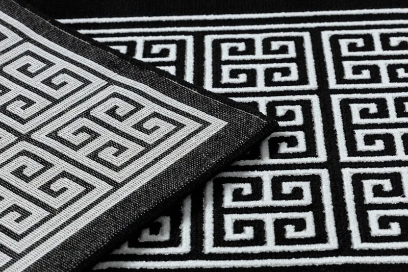 Dywany Łuszczów, Běhoun Gloss 6776 85 greek black/ivory, 60x300, černobílá, ložnice