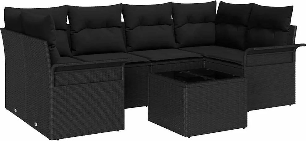 Sada zahradních pohovek 7 pcs 6-Seater Černá polyratan 3353932
