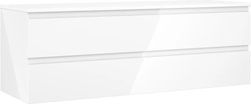 Mexen Orio, koupelnová skříňka 140 cm s horní deskou, 2 zásuvky, bílá lesklá, 91A10-14047-2-BFFC00