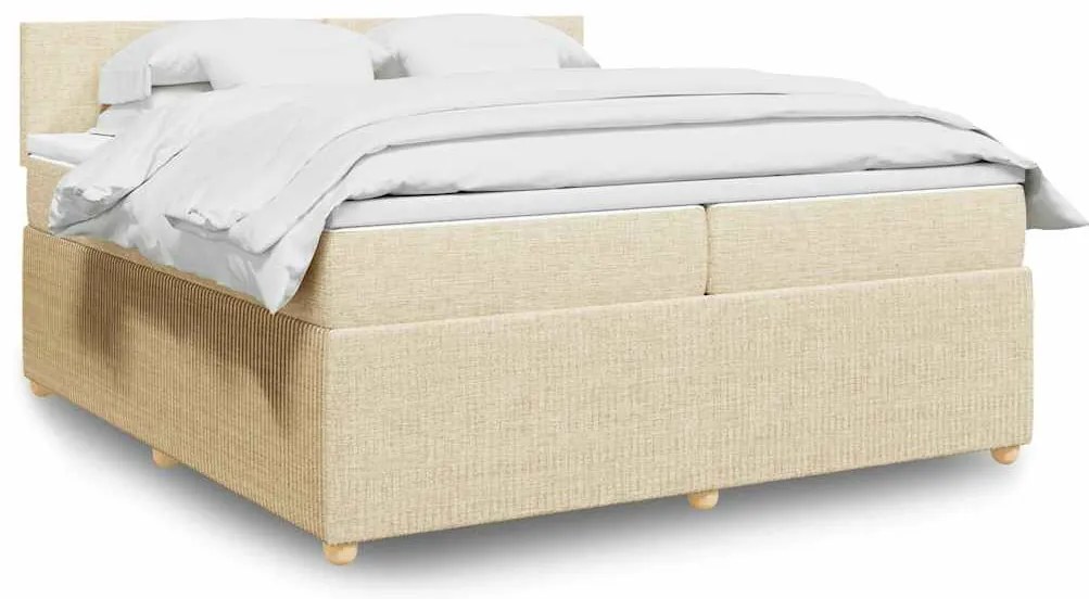 Box spring postel s matrací krémová 200x200 cm textil 3289861