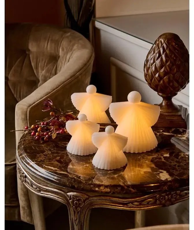 LED svíčka Anděl z pravého vosku na baterie, 11,2 × 12,5 cm, bílý, 2× AA