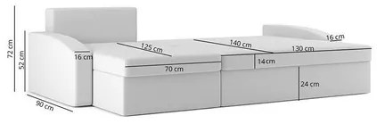 Rozkládací rohová sedací souprava HEWLET Černá/šedá Pravá