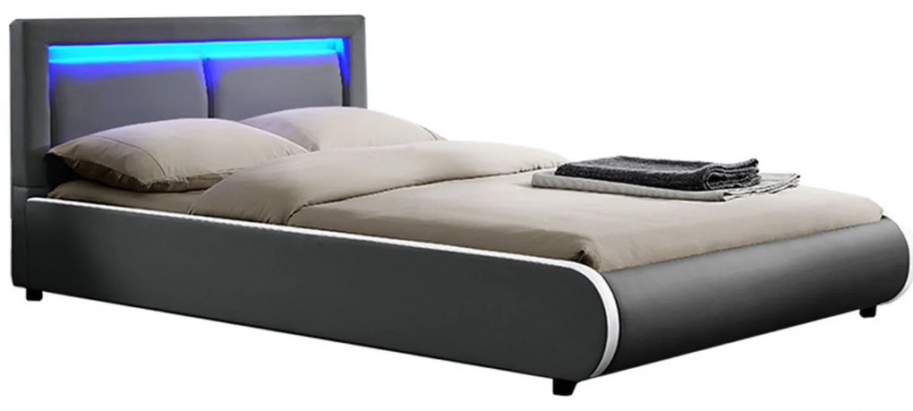 Goleto Čalouněná postel Murcia s LED osvětlením 140 x 200 cm | černá