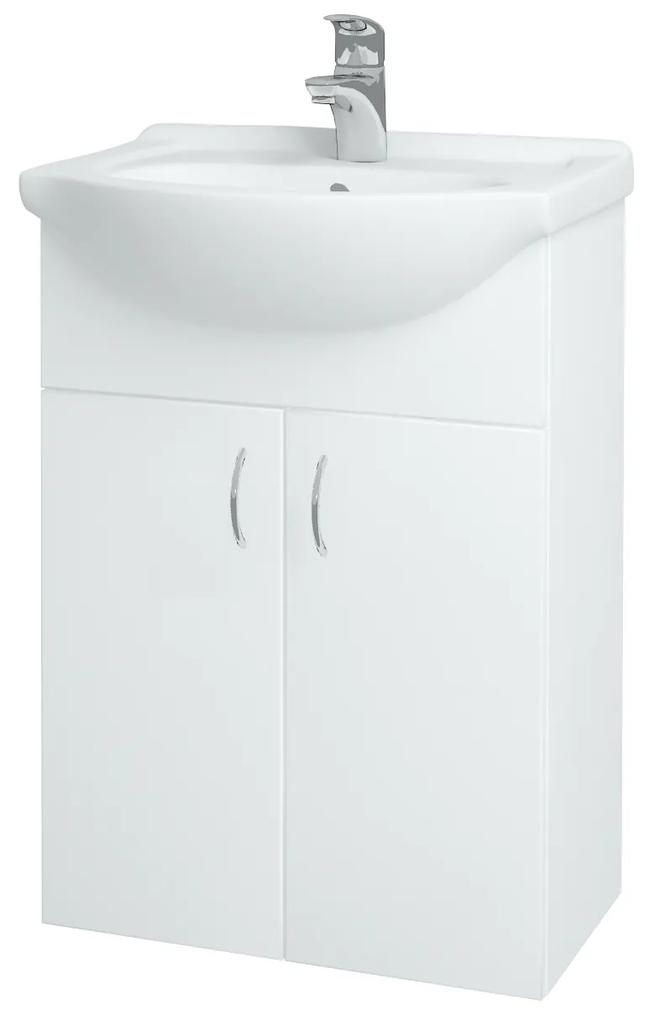 Dřevojas Koupelnová skříň PLUTO SZD2 55 Varianta: N01 Bílá lesk / N01 Bílá lesk