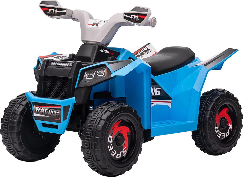 HOMCOM dětská elektrická čtyřkolka, mini elektrická čtyřkolka s funkcí jízdy vpřed a vzad, 6 V elektrické vozidlo pro děti 1,5-3 roky, 2,5 km/h, modrá