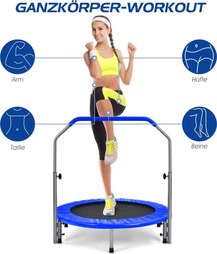 Costway Ø 101 cm skládací mini trampolína fitness trampolína s výškově