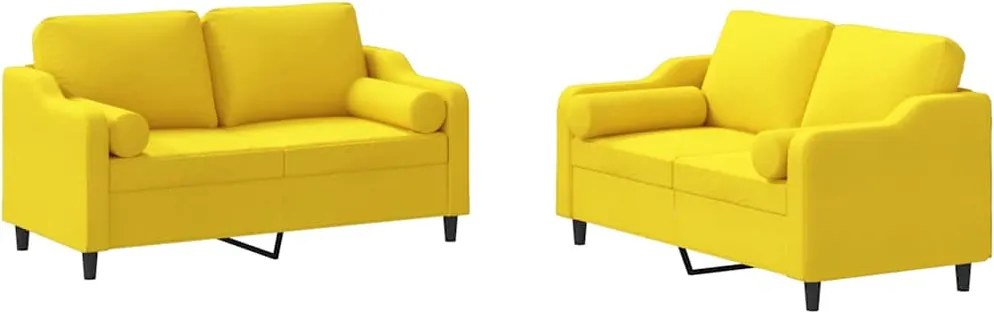 2dílná sedací souprava s polštáři světle žlutá textil 3201823