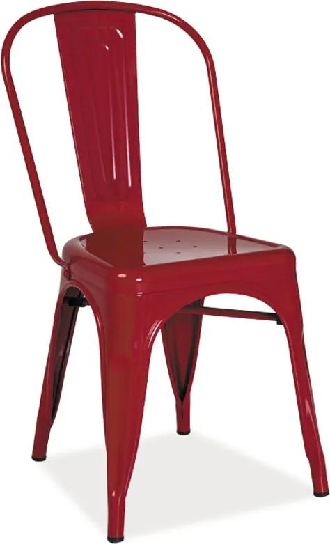 Jídelní kovová židle LOFT červená