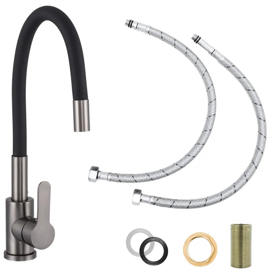 Gamma Flex 2000, stojánková dřezová baterie s flexibilním ramenem, černá-grafitová, GMA-BFX-2000GM