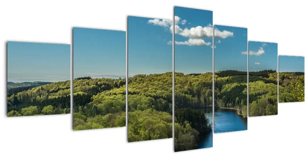 Obraz - Jezero v lesích (210x100 cm)