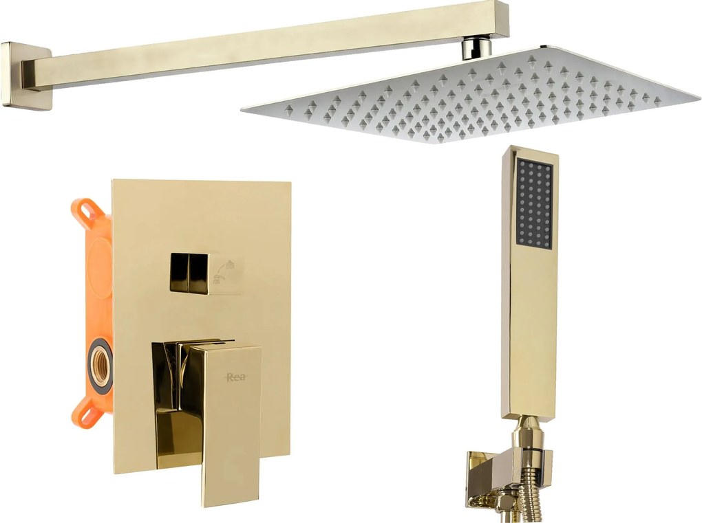 Rea Fenix - podomítkový sprchový set + box, zlatá, REA-P8401