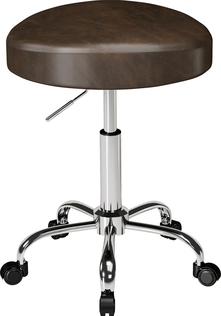 HOMCOM otočná stolička 360° s výškově nastavitelným sedadlem, umělá kůže, nosnost 120 kg, 39x34,5x52-67,5 cm, hnědá