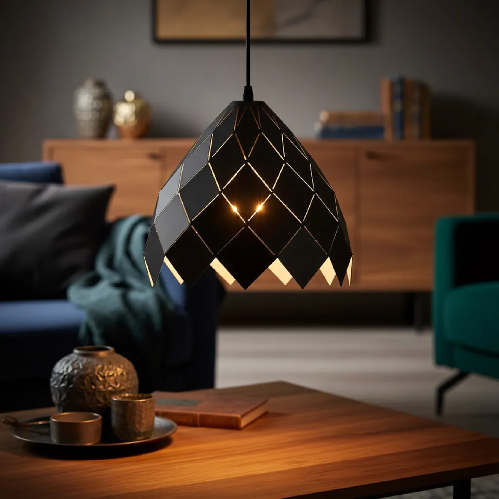 Toolight Toolight, závěsná kovová stropní lampa 1xE27 APP338-1CP, černá, OSW-05019