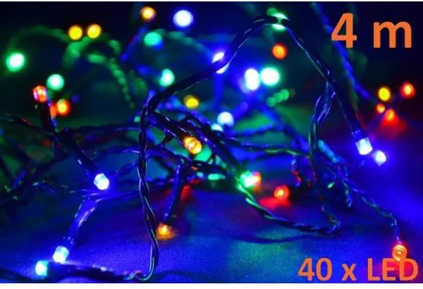 Vánoční LED osvětlení 4m - barevné, 40 diod OEM D05947