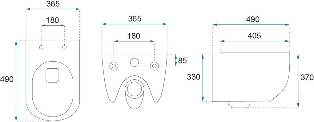 Rea Carlo Mini, závěsná WC mísa 490x365x370mm, Rimless Tornado NF + toaletní WC sedátko, bílá lesklá, REA-C1260