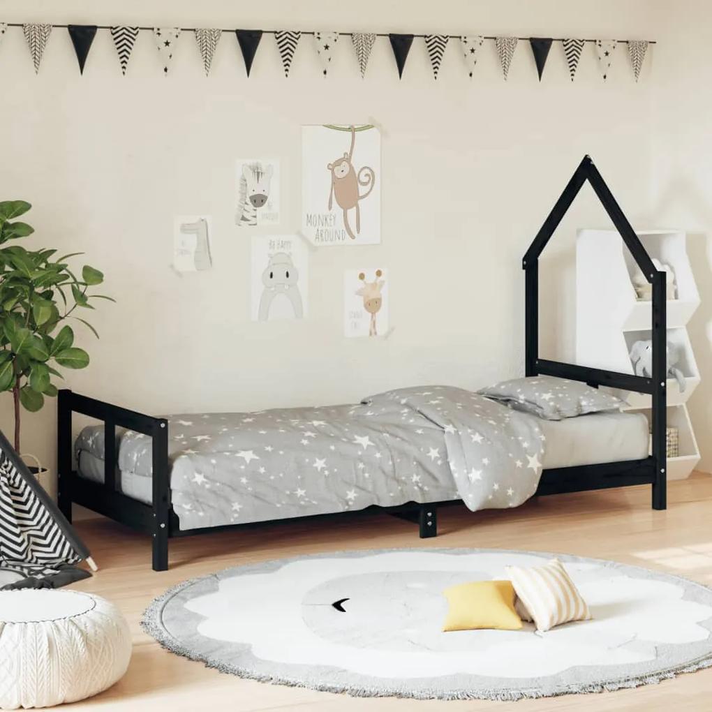 Dětská postel černá 80 x 200 cm masivní borové dřevo - Default Title