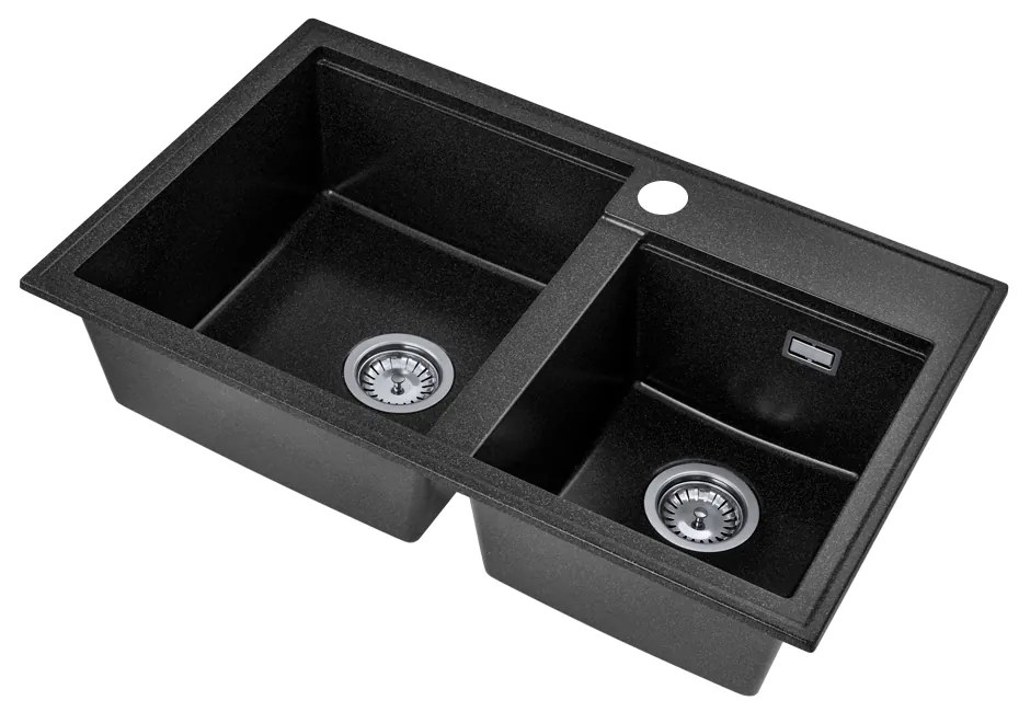 Gamma Modern 8020, 2-komorový granitový dřez 795x495x210 mm, černá skvrnitá, GMA-ZLE000025