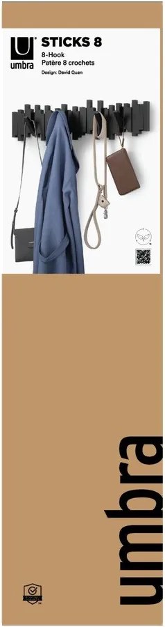 Černý plastový nástěnný věšák 72 cm Sticks – Umbra