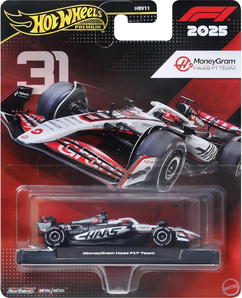 Hot wheels premium formula1 2025 hrv11, moneygram haas f1 team - vf-24 (#31)