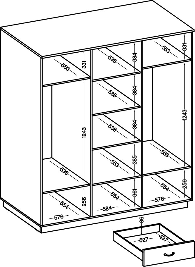 FLAWIA | šatní skříň 3D2S | 180 cm | Stilo ab | artisan/bílá