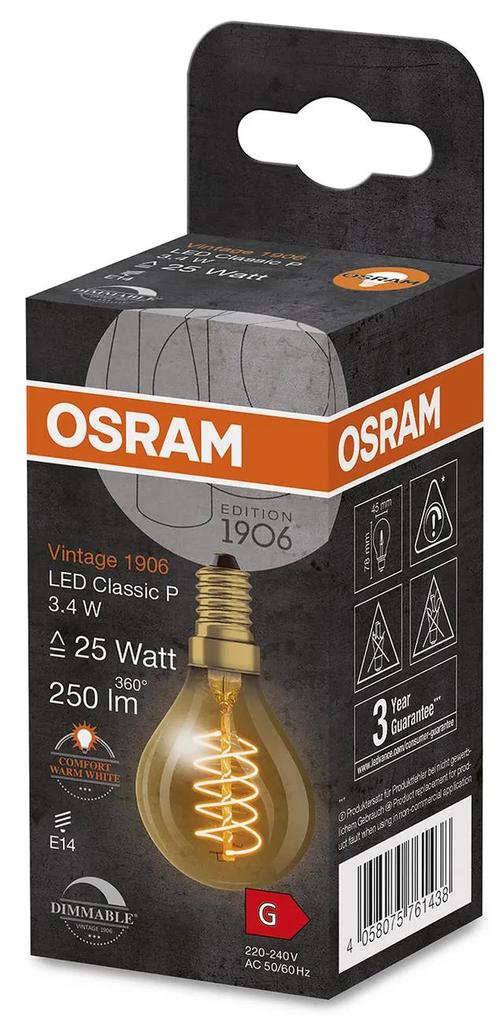OSRAM Vintage 1906 LED kapka E14 3,4W gold dim