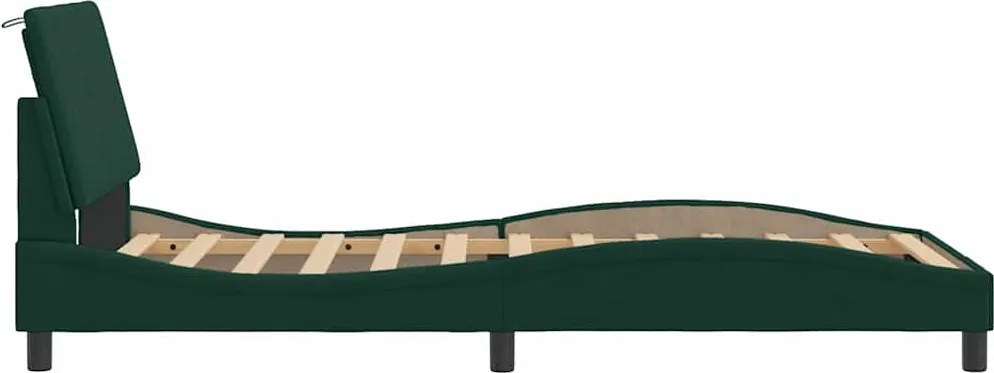 Rám postele s LED osvětlením bez matrace Hanko tmavě zelený 100 x 200 cm samet 3213766
